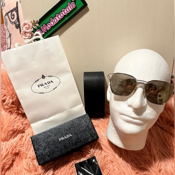 Prada | Accessories | Prada Aviator Sunglasses In Gold Frame | Poshmark